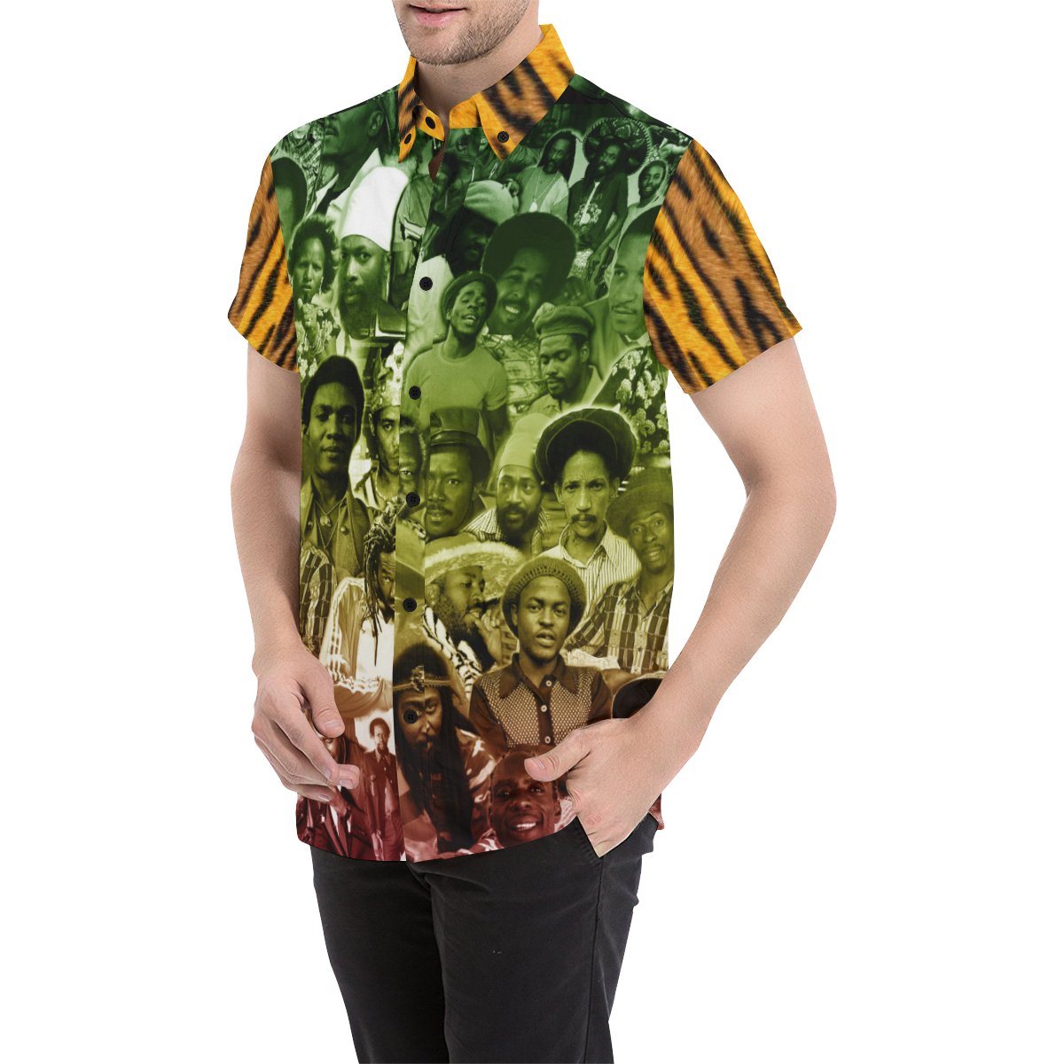 Reggae Tiger Men's All Over Print Short Sleeve Shirt/Large Size (Model ...
