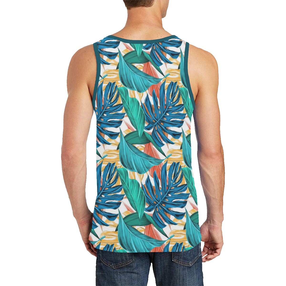 Tropical Jungle Leaves Men's All Over Print Tank Top (Model T57) | ID ...