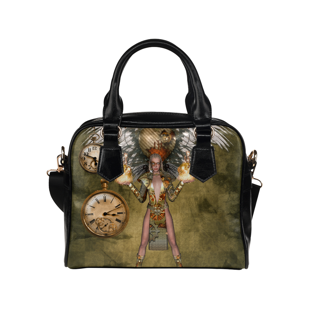 Steampunk lady with clocks and gears Shoulder Handbag (Model 1634) | ID ...