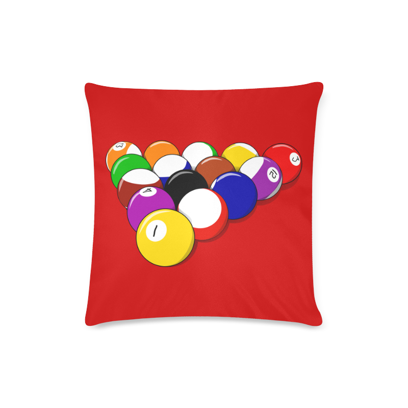 Billiard Balls Set-Up on Red Custom Zippered Pillow Case 16"x16"(Twin ...
