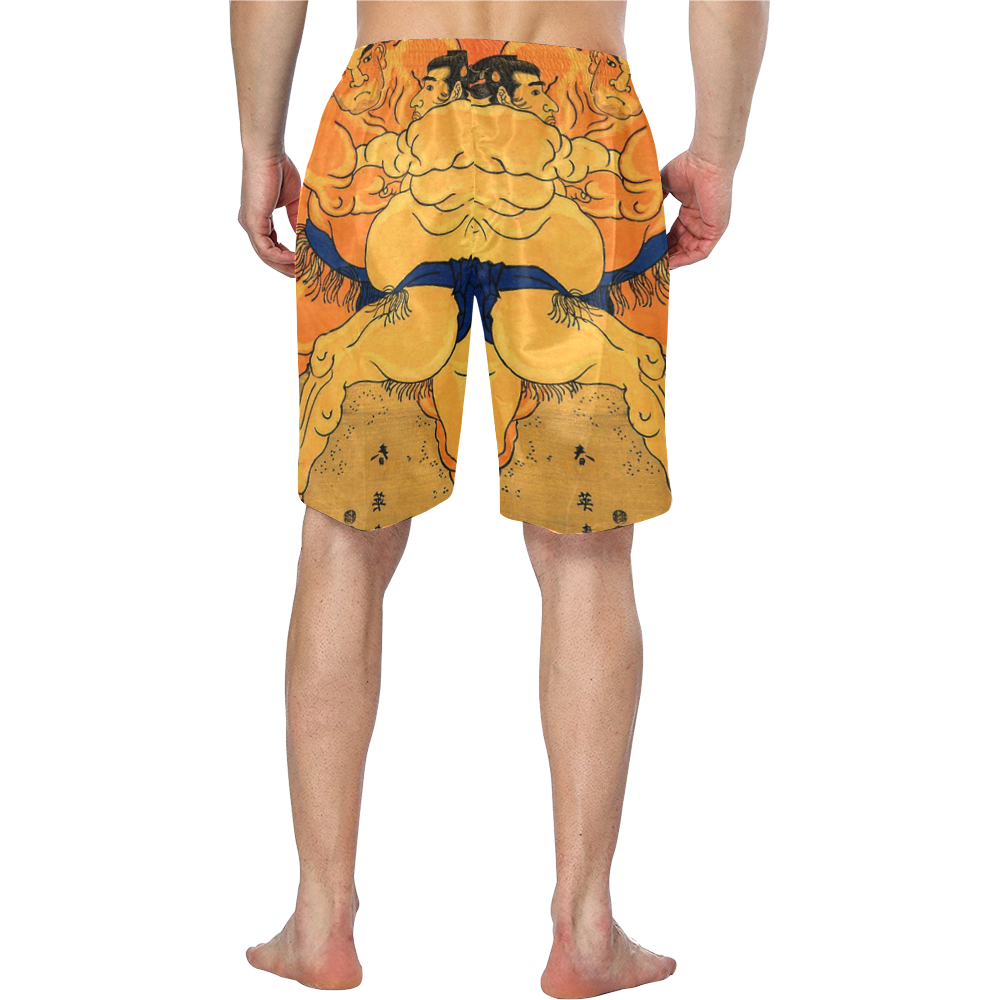 Two sumo wrestlers Men's Swim Trunk/Large Size (Model L21) | ID: D3124633