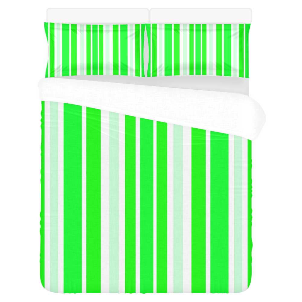 Neon Green Stripes 3-Piece Bedding Set | ID: D3698006