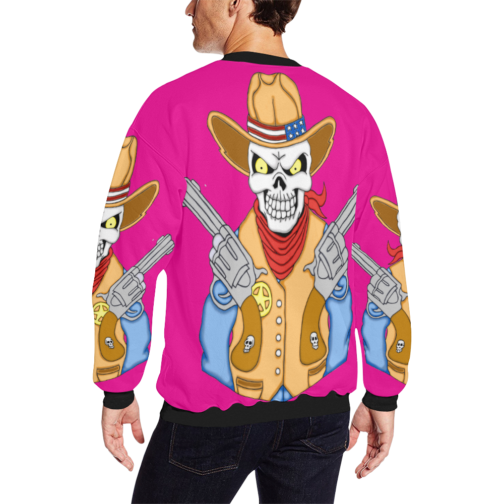 Sheriff Cowboy Sugar Skull Pink Men's Oversized Fleece Crew Sweatshirt ...