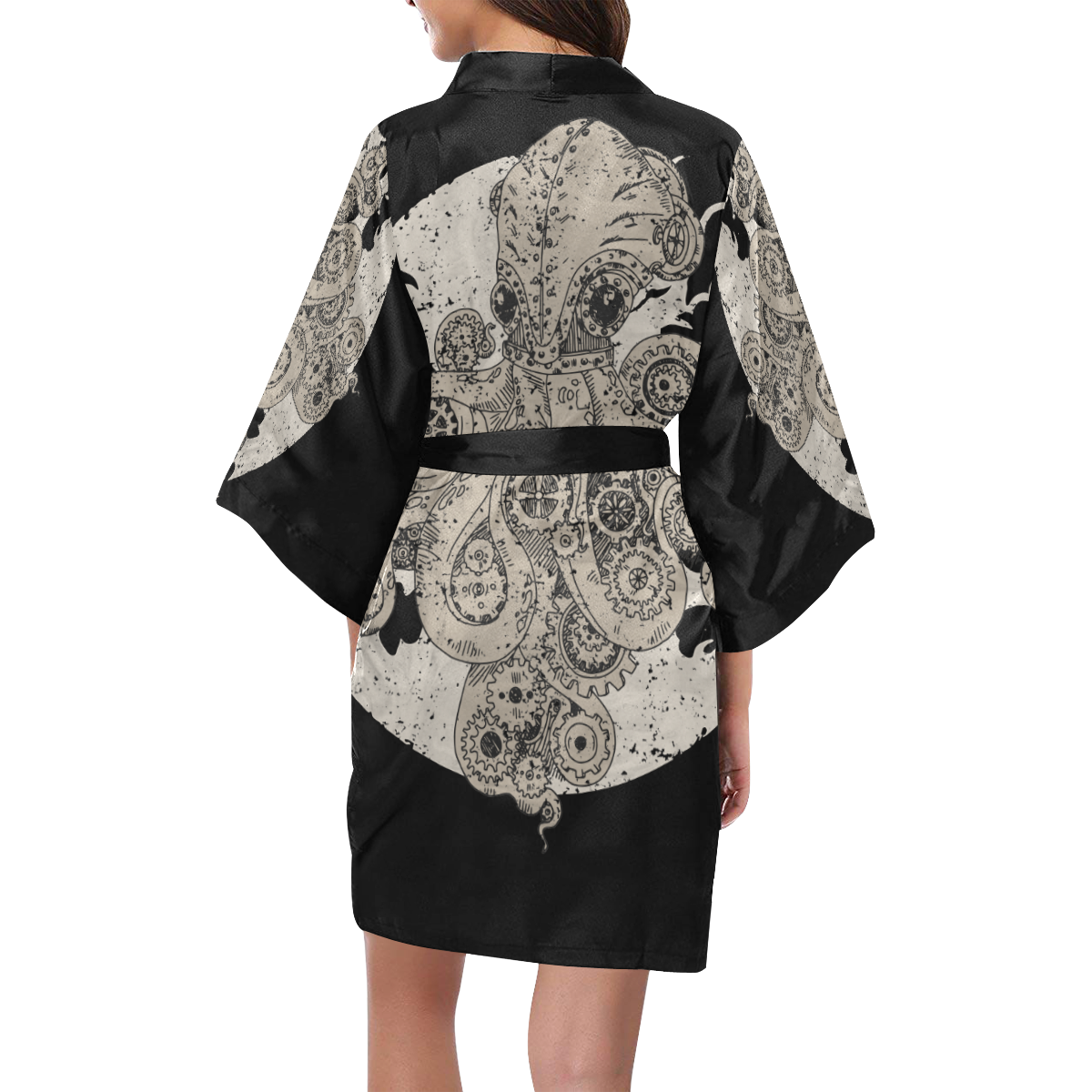 Retro Futurism Steampunk Adventure Octopus 4 Kimono Robe | ID: D3564409