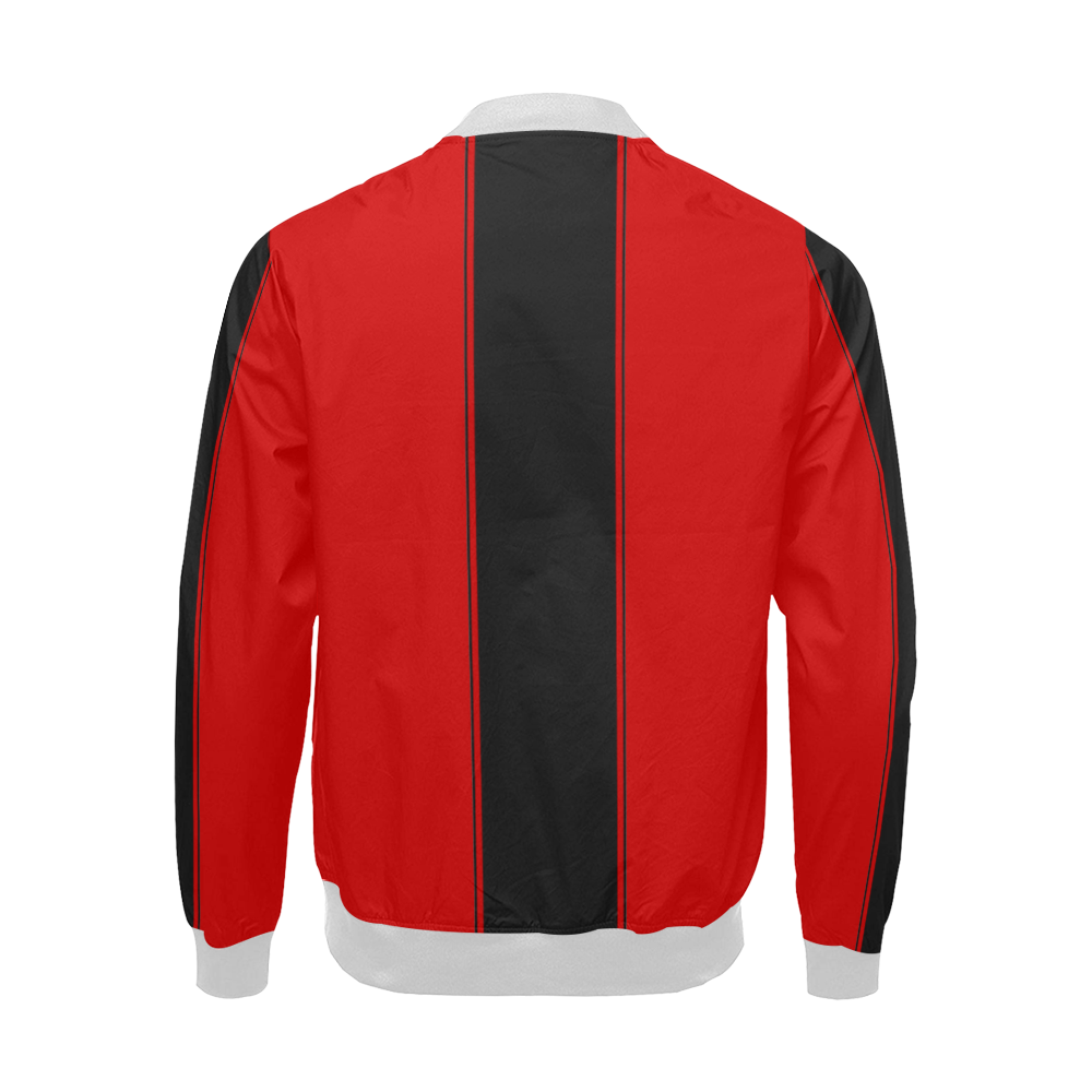 Racing Stripe Black on Red All Over Print Bomber Jacket for Men/Large ...