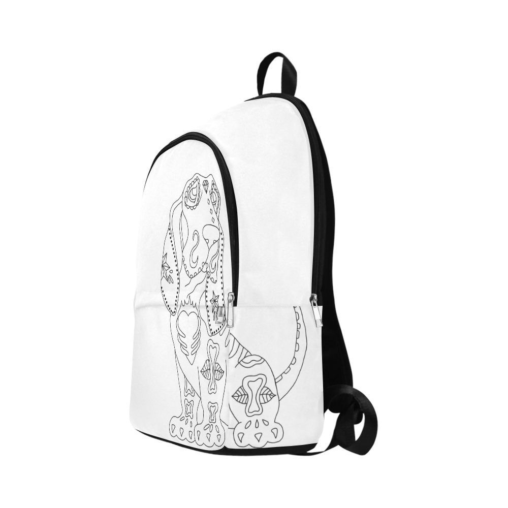 Color Me Basset Hound Sugar Skull Wrap White Fabric Backpack for Adult ...