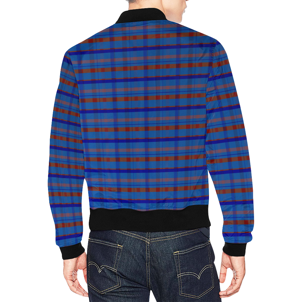 Royal Blue plaid style All Over Print Bomber Jacket for Men (Model H19 ...