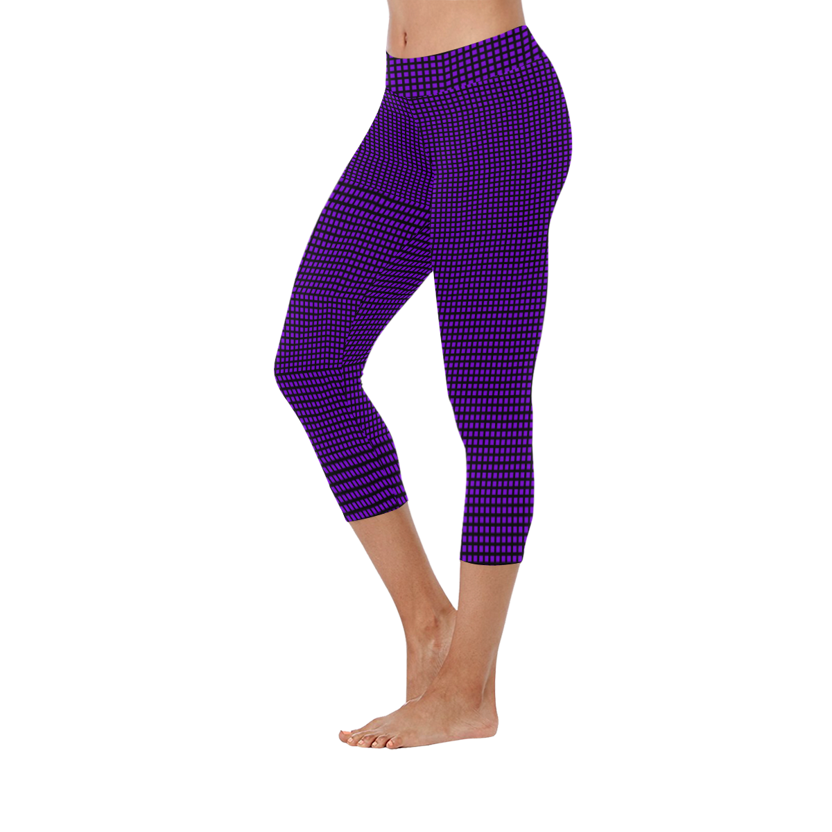 Squares in Purple Women's Low Rise Capri Leggings (Invisible Stitch ...