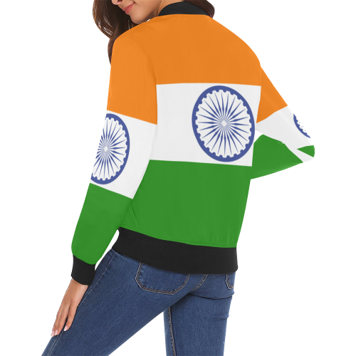 INDIA FLAG All Over Print Bomber Jacket for Women (Model H19) | ID ...