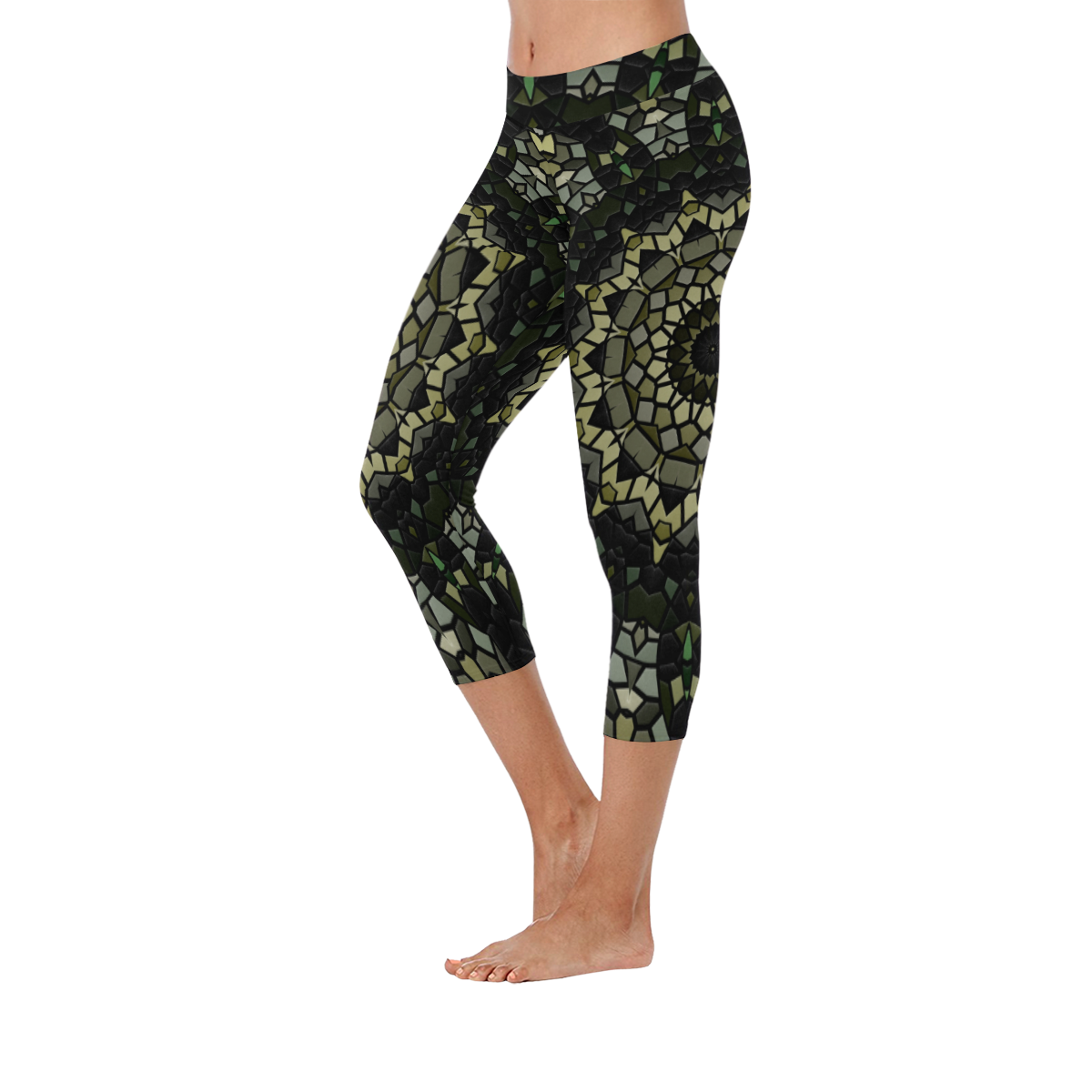 Mosaic mandala Women's Low Rise Capri Leggings (Invisible Stitch ...