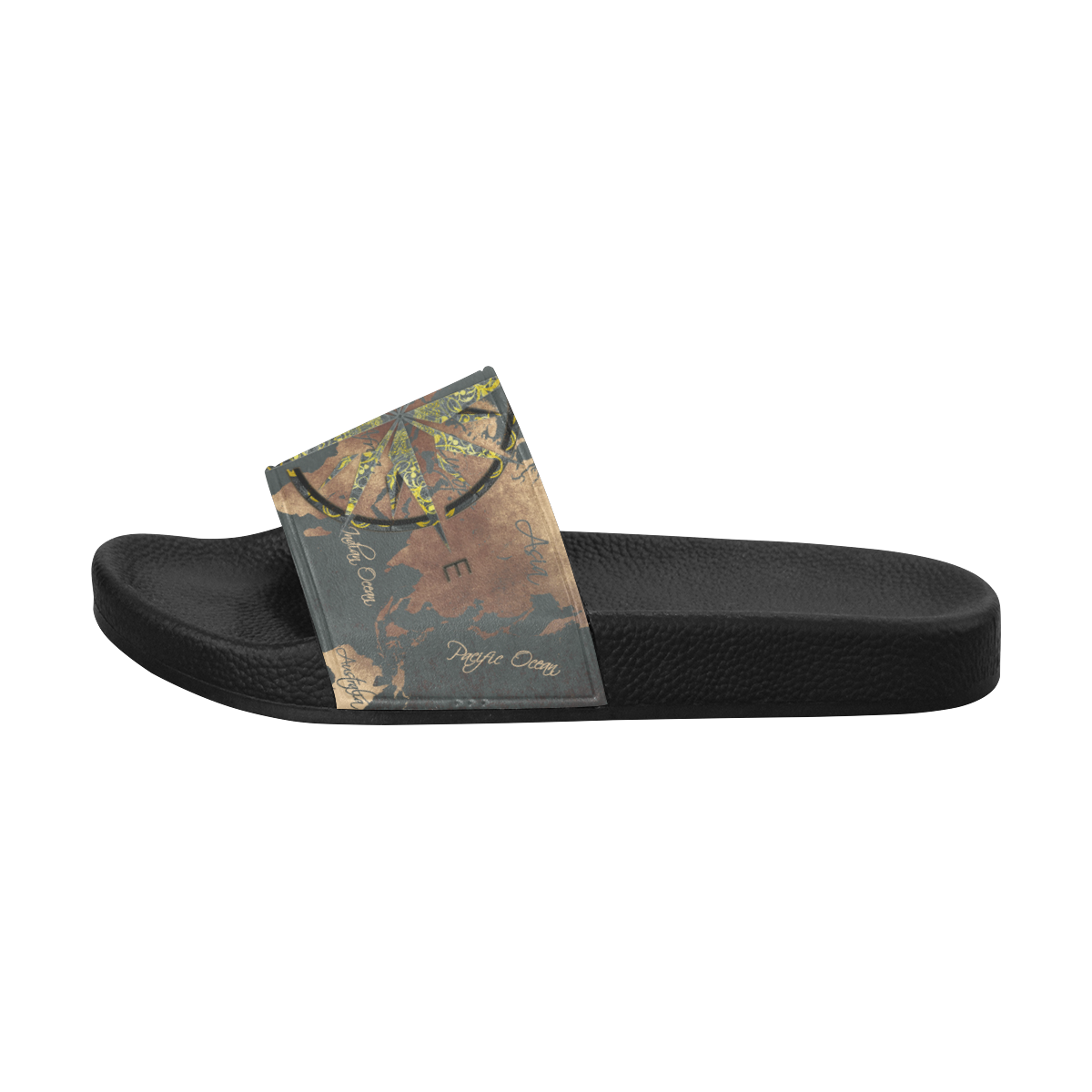 world map wind rose #map #worldmap Men's Slide Sandals/Large Size ...