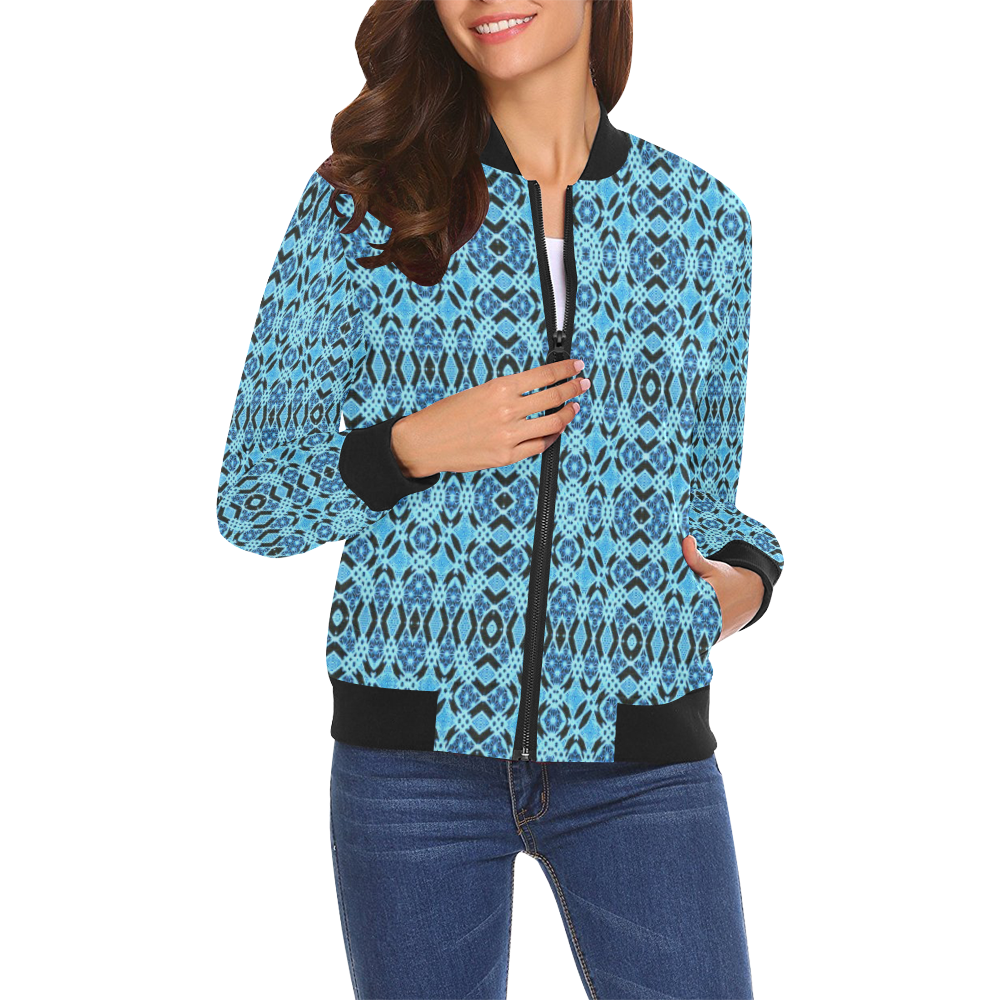 DENIM PATTERN All Over Print Bomber Jacket for Women (Model H19) | ID ...