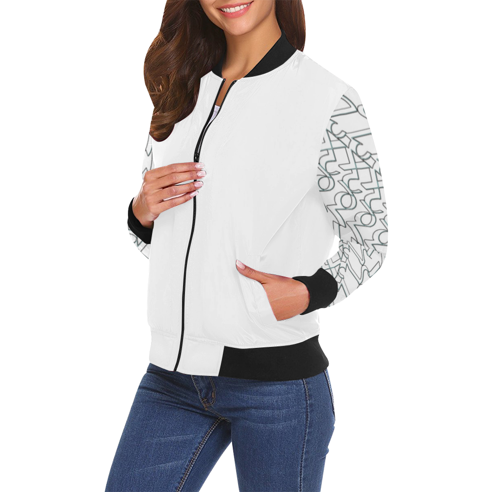 NUMBERS Collection 1234567 Sleeves White/Outline All Over Print Bomber ...