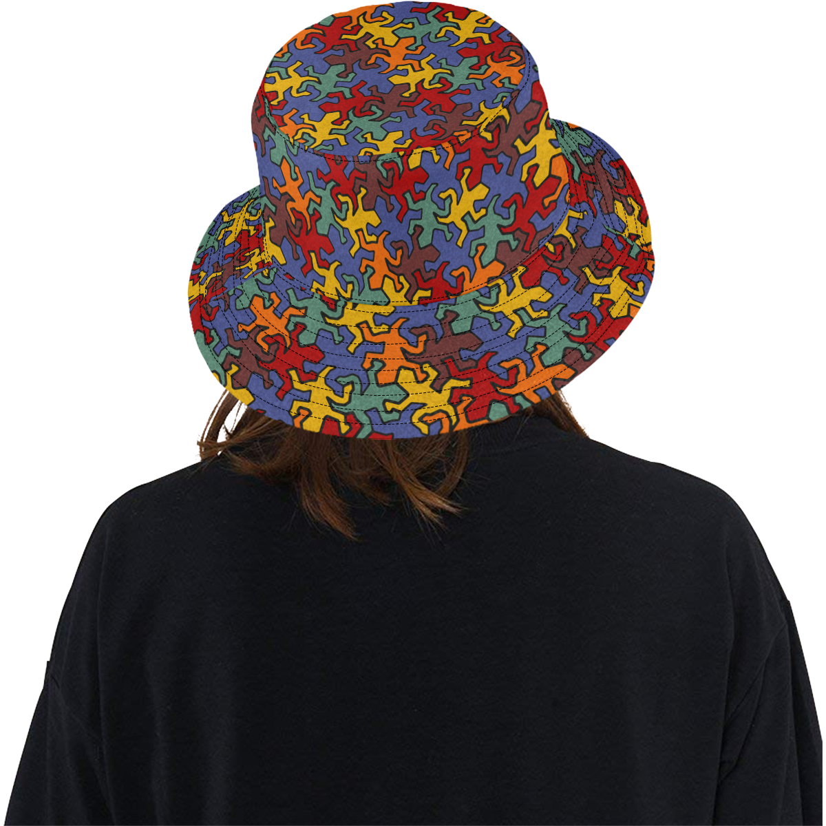 Gecko Reptiles Mosaic Bauhaus Pattern All Over Print Bucket Hat | ID ...
