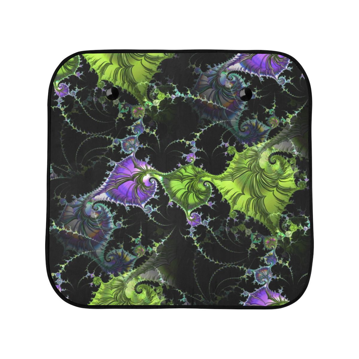 Filigree Spiral Fractal - Psychedelic Black Green Car Sun Shade 28"x28 ...