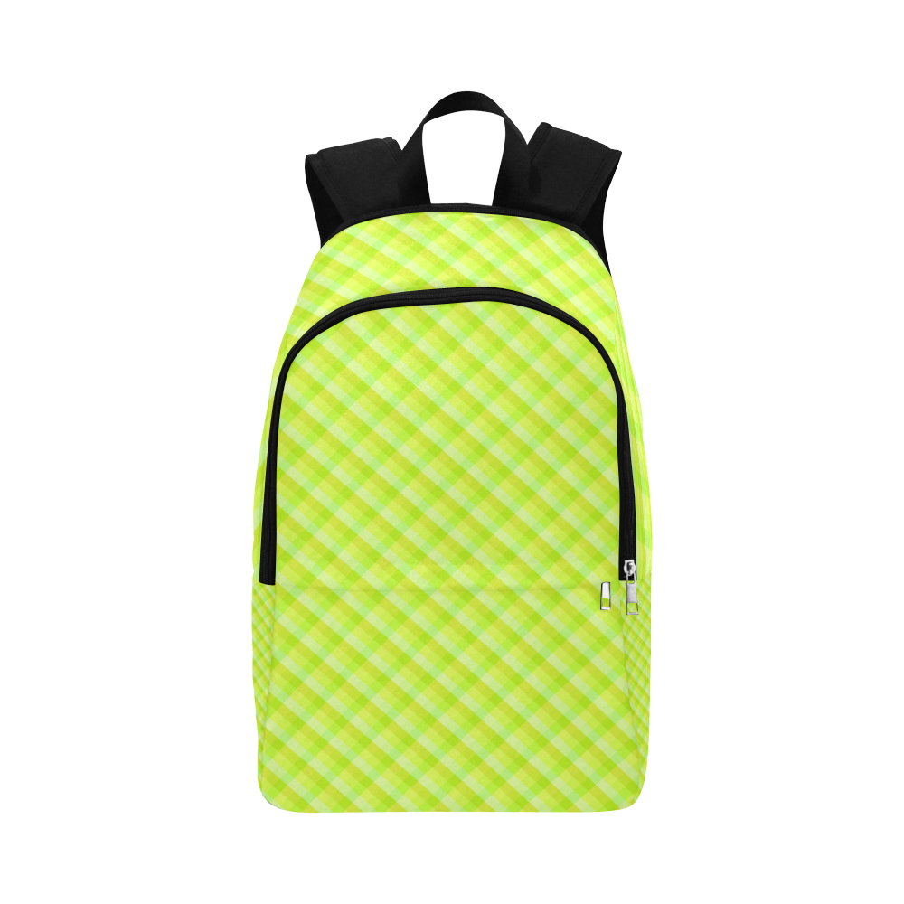 Yellow and green plaid pattern Fabric Backpack for Adult (Model 1659 ...