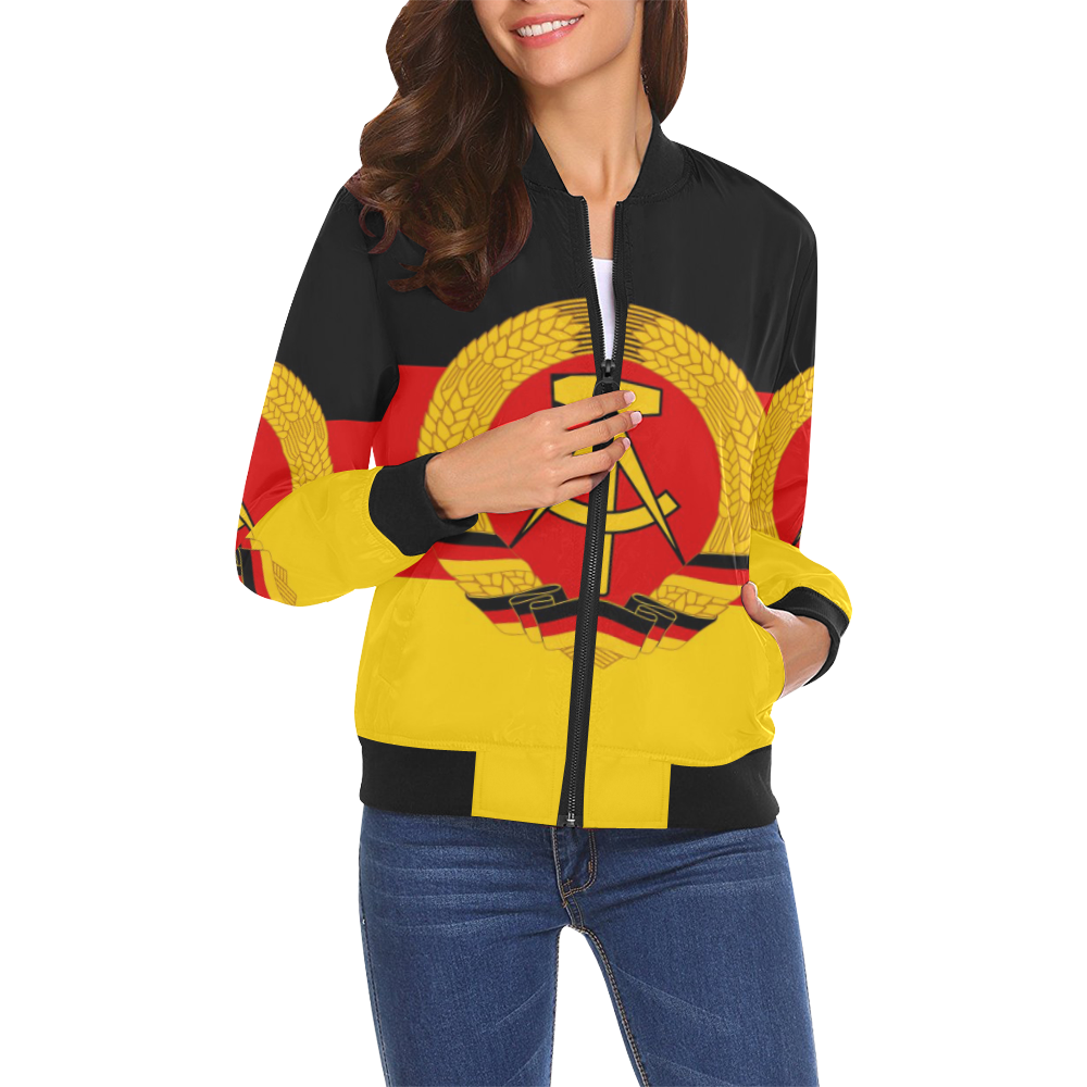 GDR All Over Print Bomber Jacket for Women (Model H19) | ID: D3112318