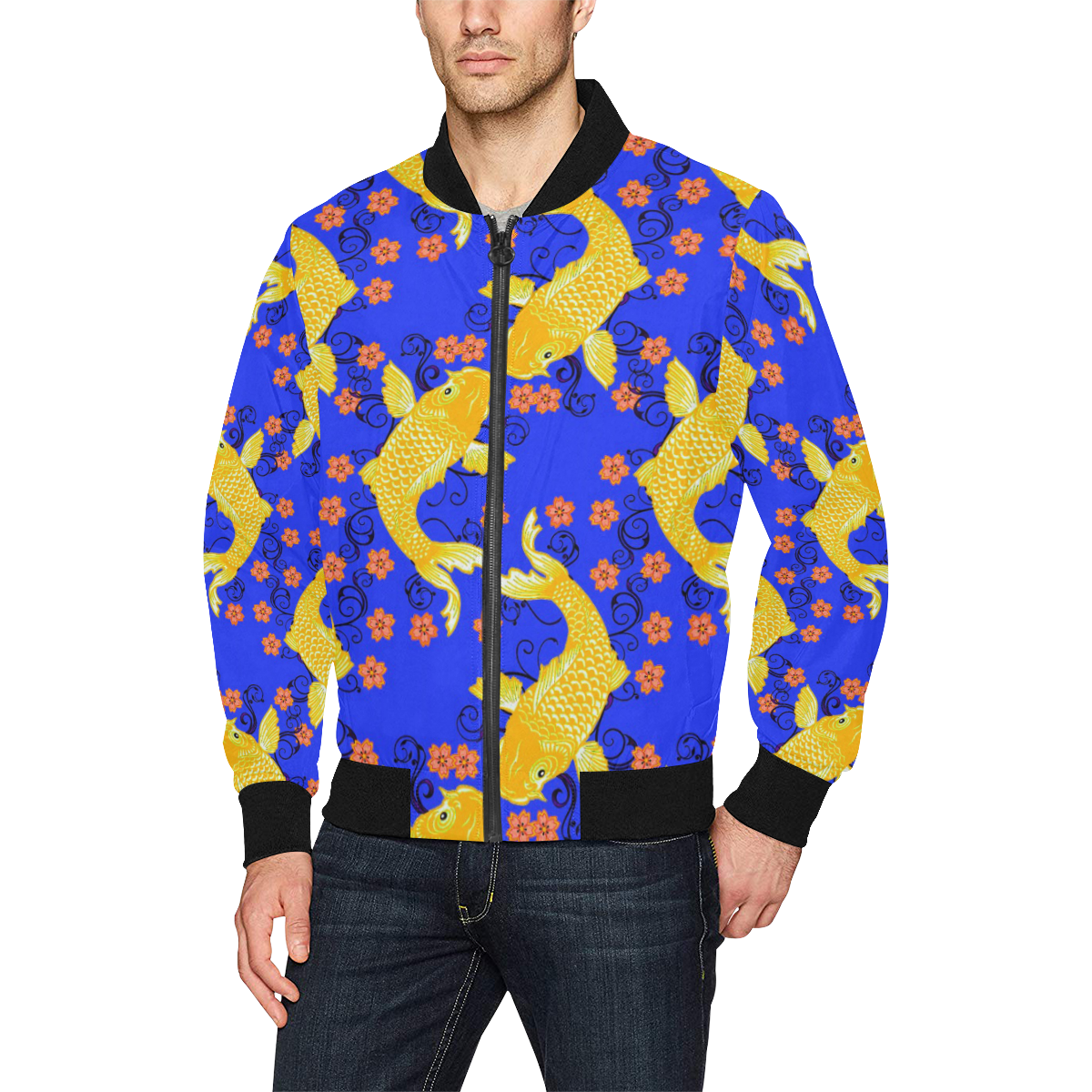 KOI FISH 5 All Over Print Bomber Jacket for Men (Model H31) | ID: D5014261