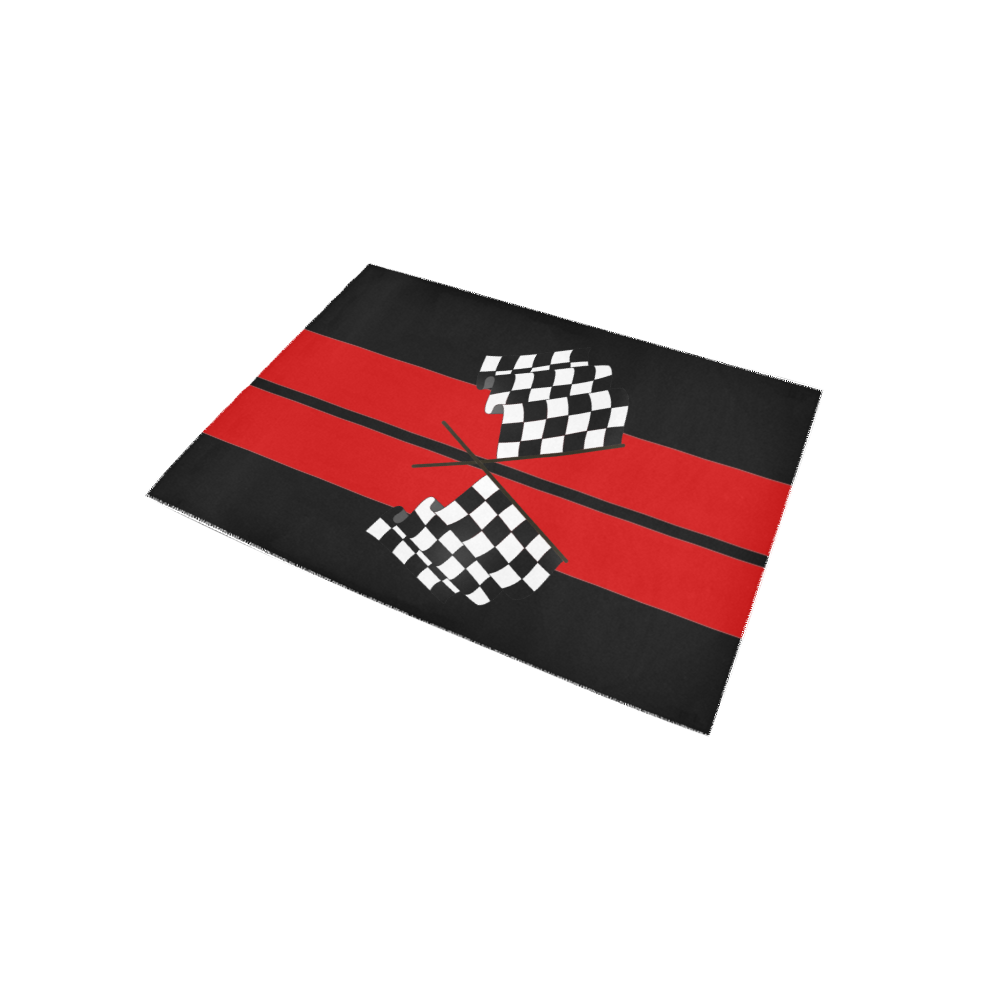 Checkered Flags, Race Car Stripe Black and Red Area Rug 5'x3'3'' | ID ...