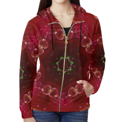 Big Heart All Over Print Full Zip Hoodie for Women (Model H14) | ID ...