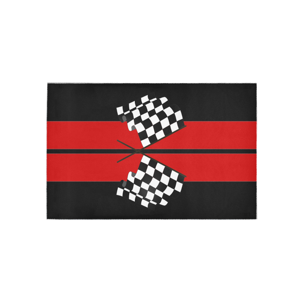 Checkered Flags, Race Car Stripe Black and Red Area Rug 5'x3'3'' | ID ...