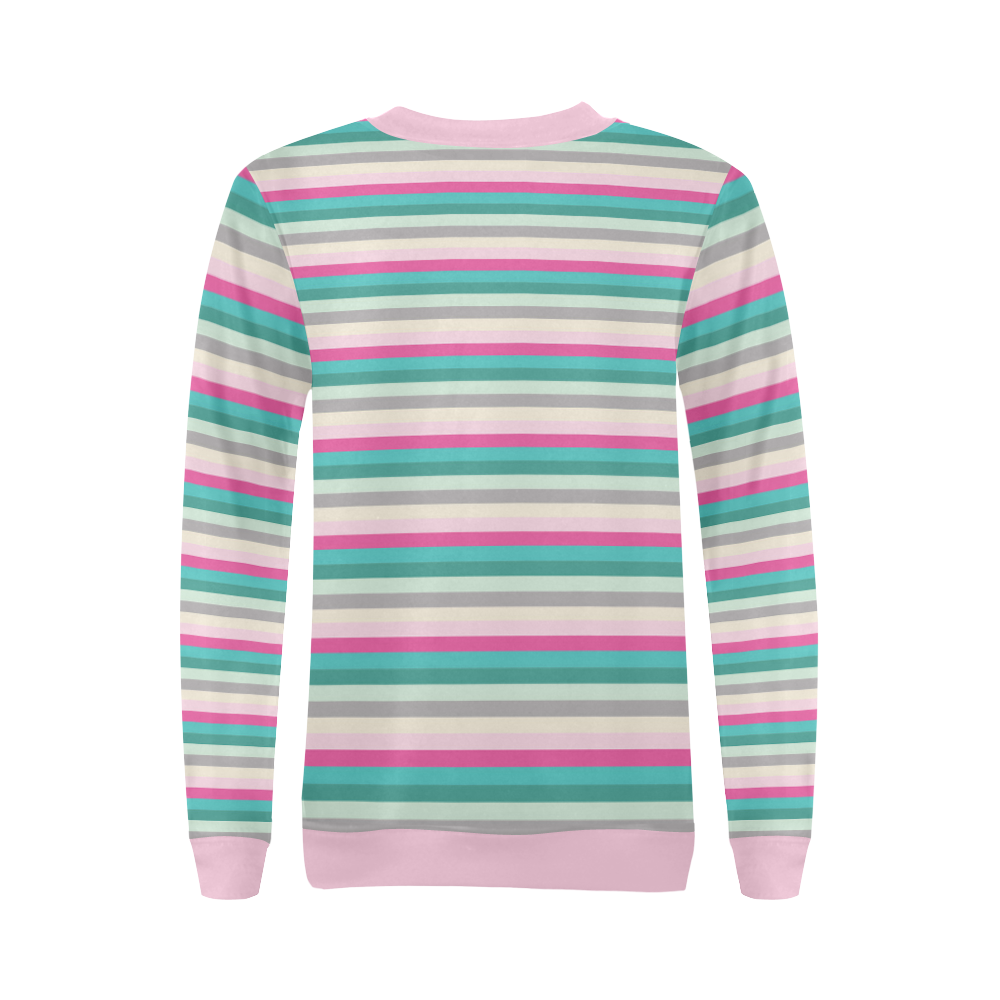 Fun Stripes 1 Lt Pink All Over Print Crewneck Sweatshirt for Women ...