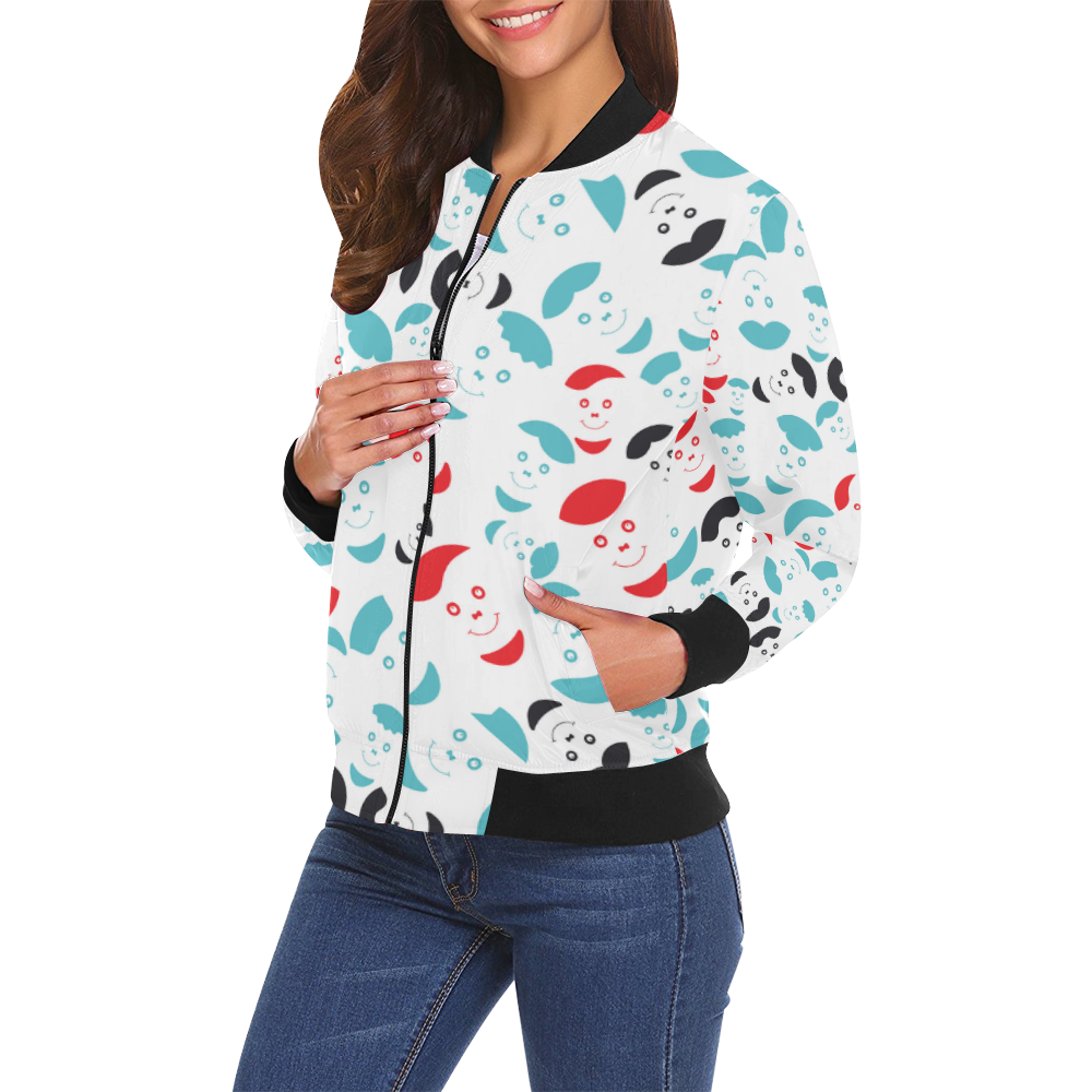 red smiley faces All Over Print Bomber Jacket for Women (Model H19 ...