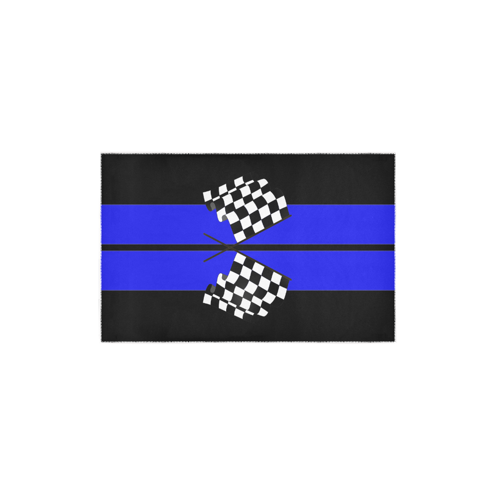 Checkered Flags, Race Car Stripe Black and Blue Area Rug 2'7"x 1'8 ...