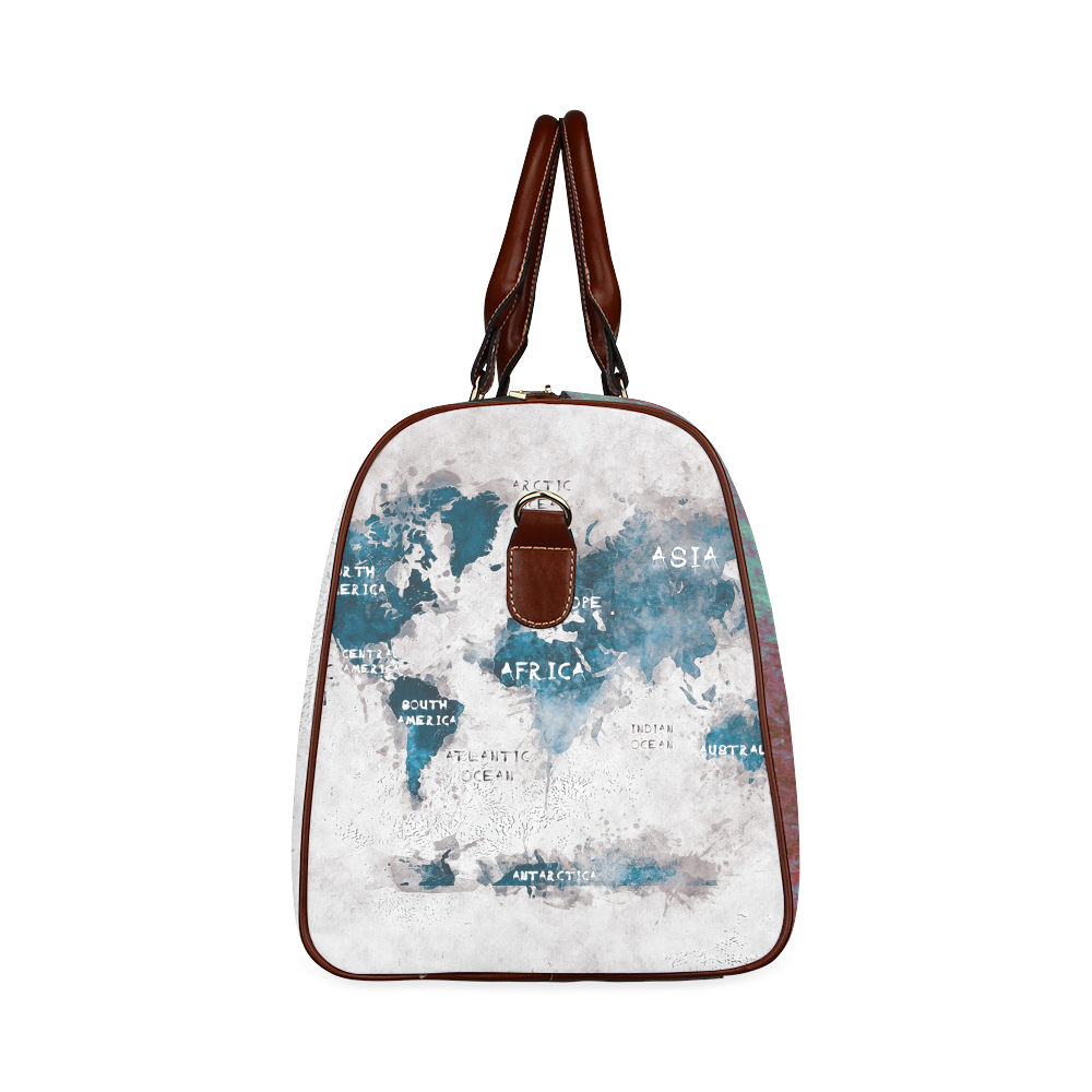 world map white and color Waterproof Travel Bag/Small (Model 1639) | ID ...