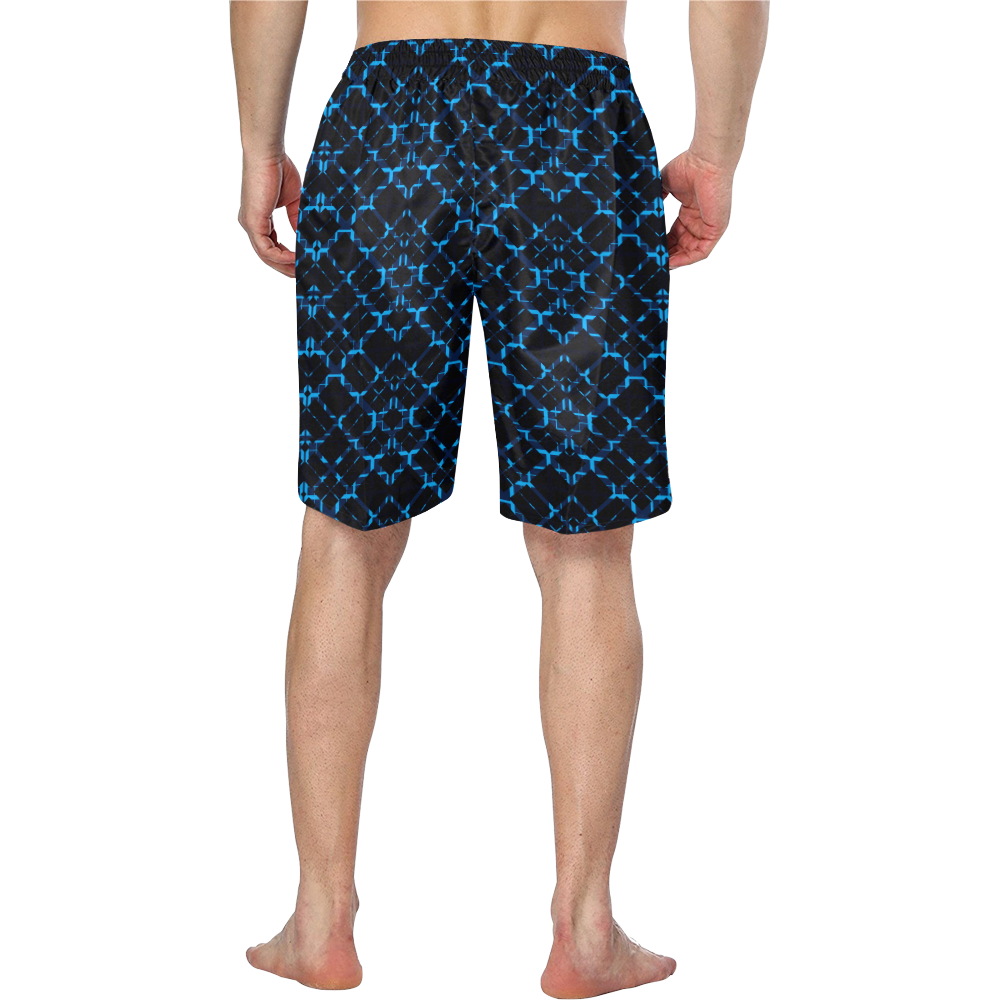 Diagonal Blue & Black Plaid modern style Men's Swim Trunk (Model L21 ...