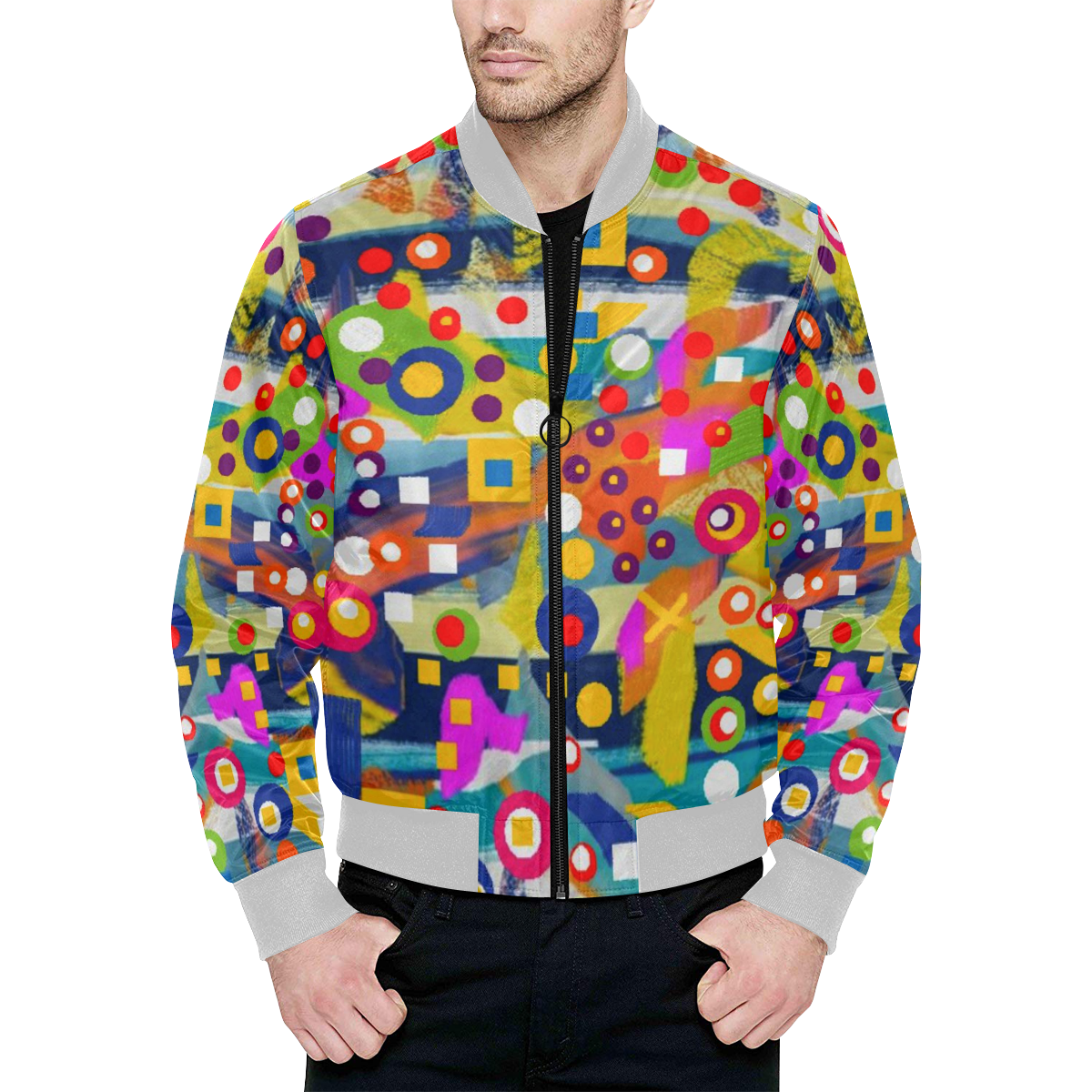 CONFETTI NIGHTS 18 All Over Print Quilted Bomber Jacket for Men (Model ...