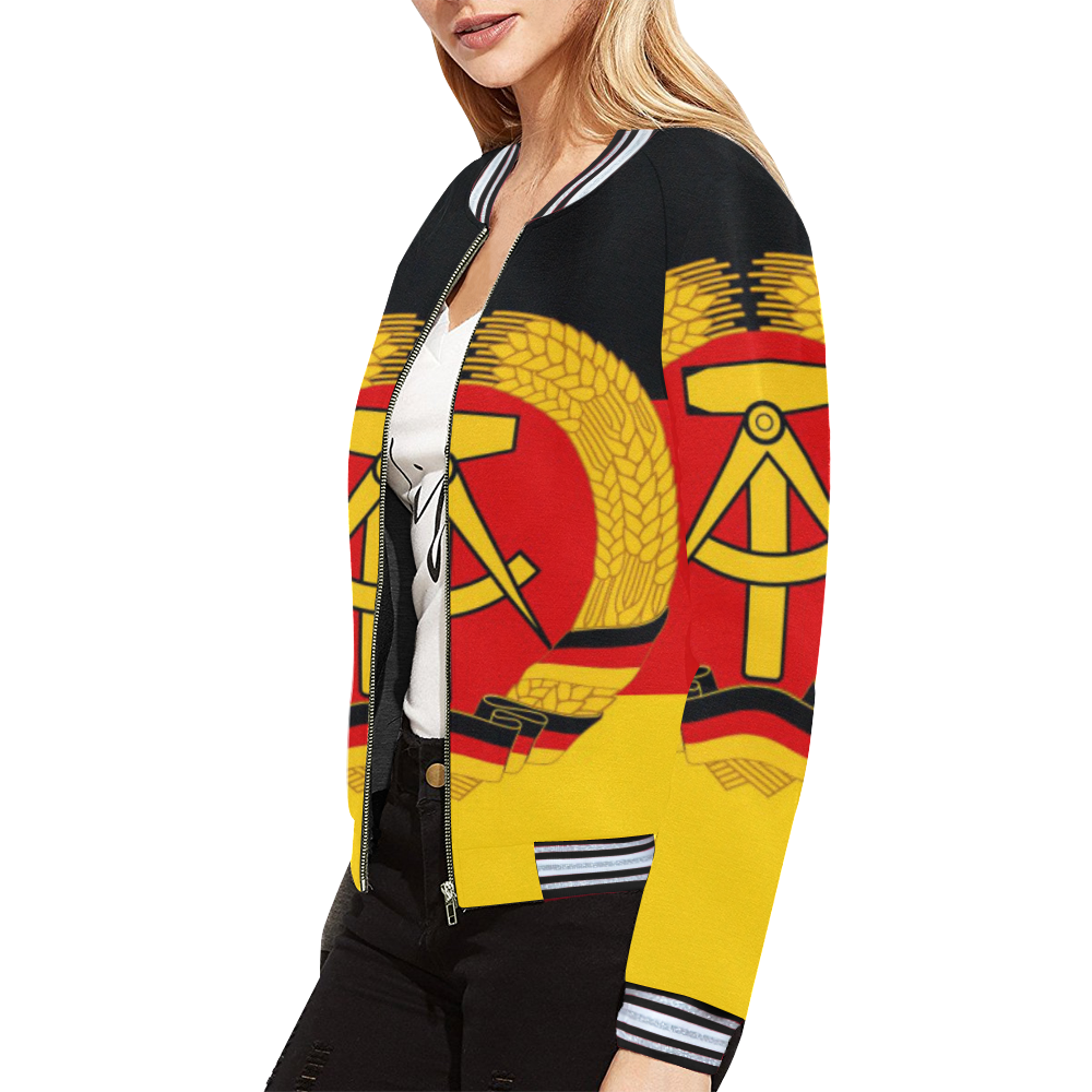 GDR FLAG All Over Print Bomber Jacket for Women (Model H21) | ID: D3112447