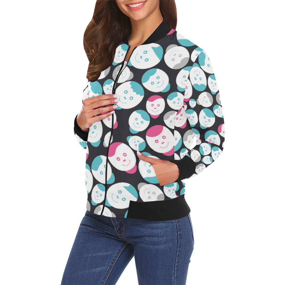 cartoon smiley faces All Over Print Bomber Jacket for Women (Model H19 ...